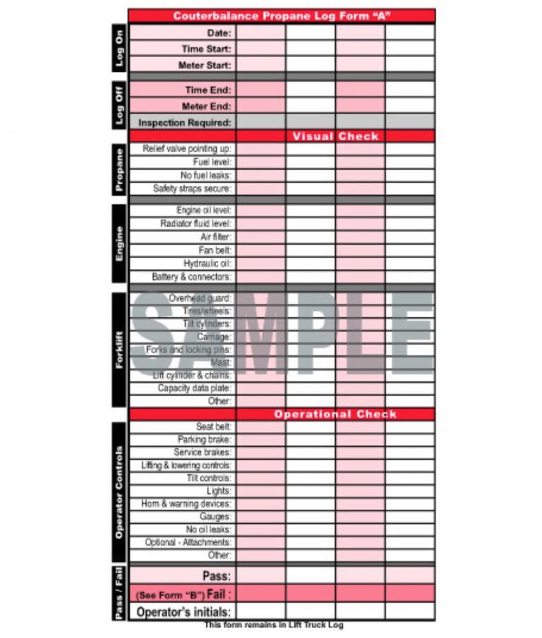 Daily Checklist Internal Combustion Forklift Log Book - First Quality ...